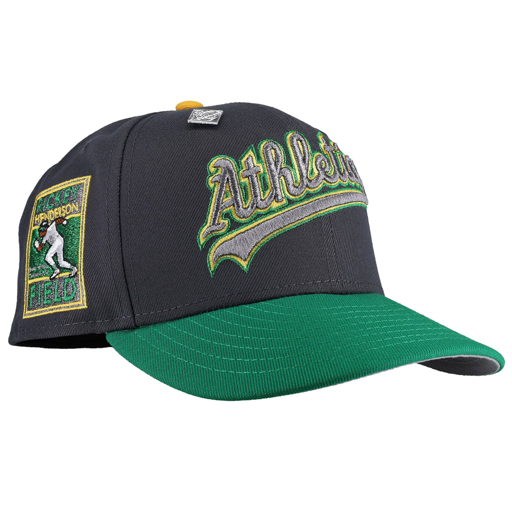 Oakland Athletics Script Ricky Henderson Field Metallic 59Fifty Fitted ...