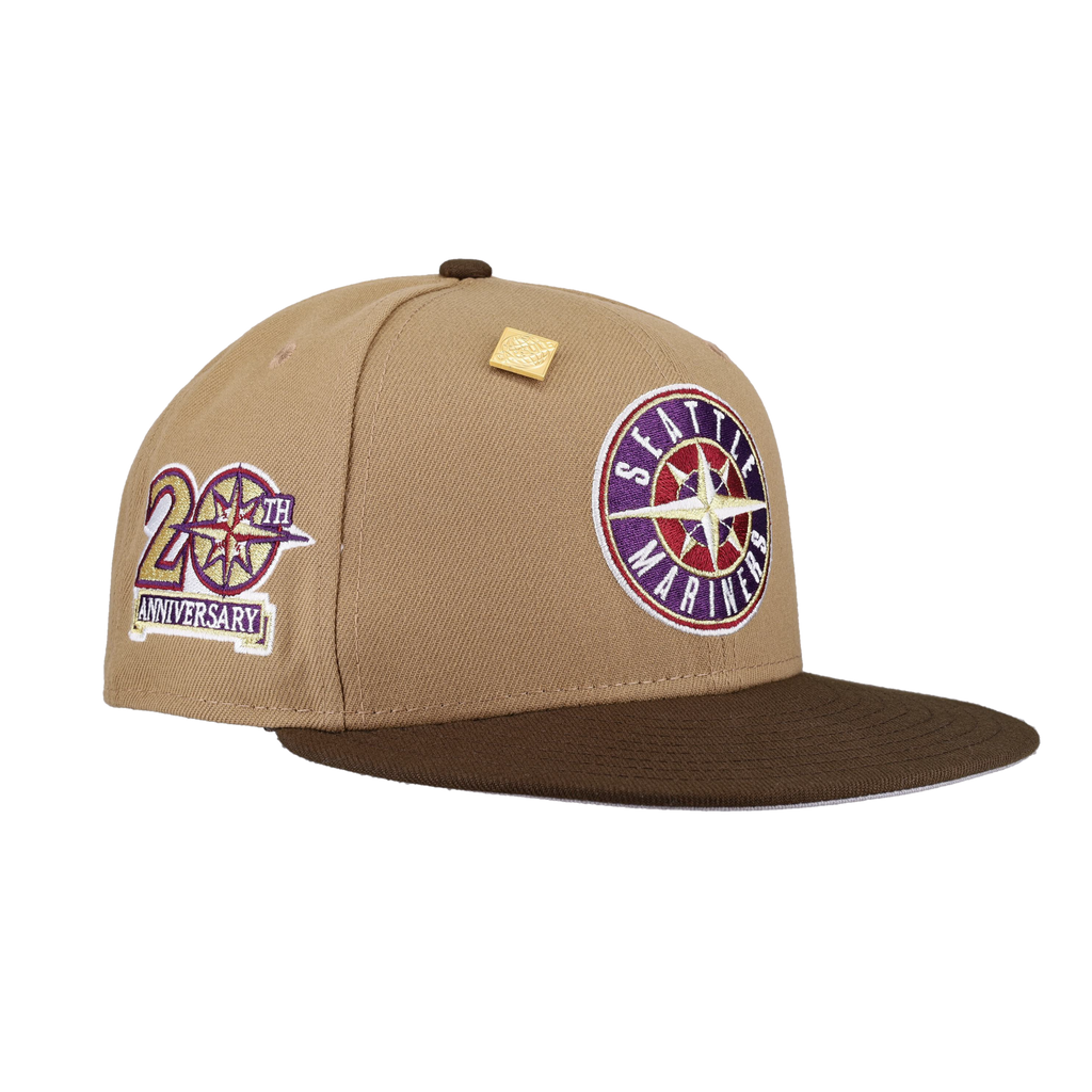 Seattle Mariners Tan Khaki Collection 20th Anniversary Patch Fitted Ha ...